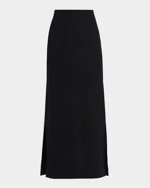 Lafayette 148 New York Side-slit Wool Maxi Skirt - Black