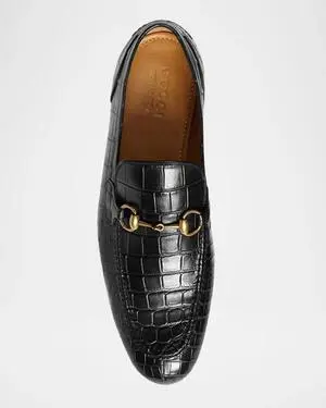 Gucci Jordaan Crocodile Loafers - Black