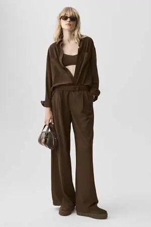 Alo Yoga High-waisted Tailored Wide-leg Trousers - Espresso