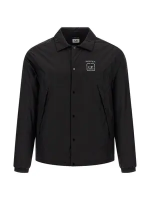 C.P. COMPANY Bottoned Shirt Jacket With Print And Drawstring Hem
