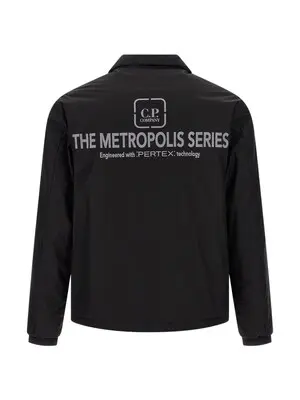 C.P. COMPANY Bottoned Shirt Jacket With Print And Drawstring Hem