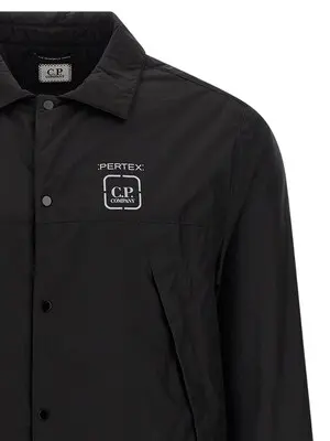 C.P. COMPANY Bottoned Shirt Jacket With Print And Drawstring Hem