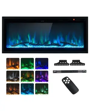 SUGIFT Electric Fireplace In-wall Recessed With Remote Control And Adjustable Color And Brightness-42 Inches