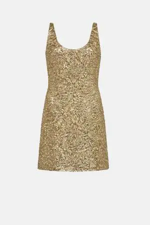 EMILIA WICKSTEAD Double Warp Floral A-line Mini Dress - Gold