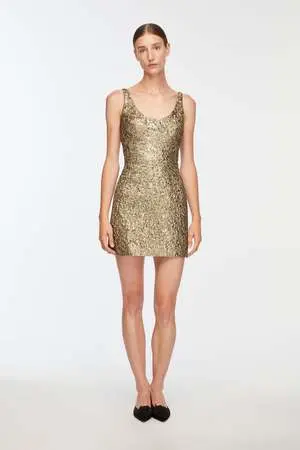 EMILIA WICKSTEAD Double Warp Floral A-line Mini Dress - Gold