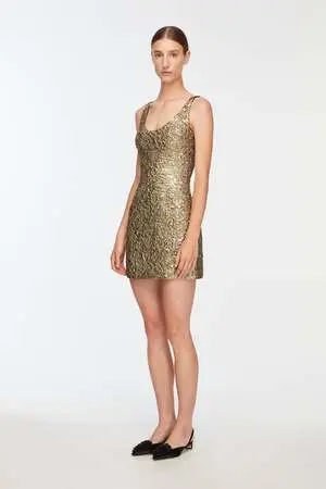 EMILIA WICKSTEAD Double Warp Floral A-line Mini Dress - Gold