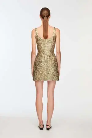 EMILIA WICKSTEAD Double Warp Floral A-line Mini Dress - Gold