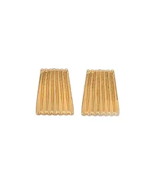 HEAVEN MAYHEM Ribbed Rectangle Earrings - Gold