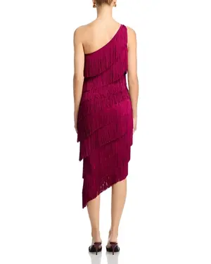 Norma Kamali Asymmetric Fringe Dress