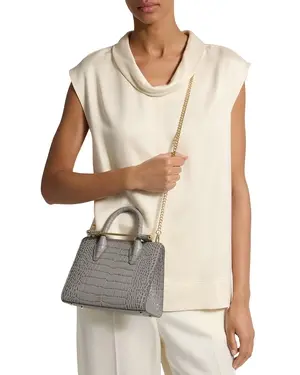Strathberry Croc Embossed Mini Tote - Stone