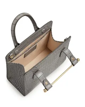 Strathberry Croc Embossed Mini Tote - Stone