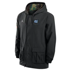 JORDAN Brand North Carolina Full-snap Hooded Military Jacket - Black