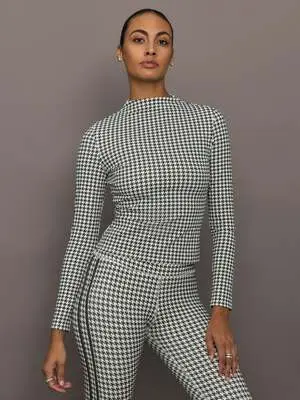 Carbon38 Houndstooth Print Top