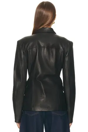 EAVES Aina Leather Cinched Jacket - Black