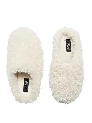 Pink Plush Teddy Slippers - Beige