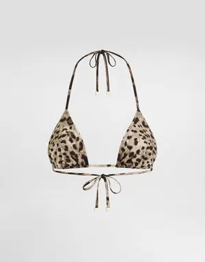 Dolce & Gabbana Leopard Print Triangle Bikini Top - Multicolor
