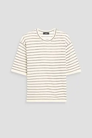 Theory Striped Linen-blend Relaxed Fit T-shirt