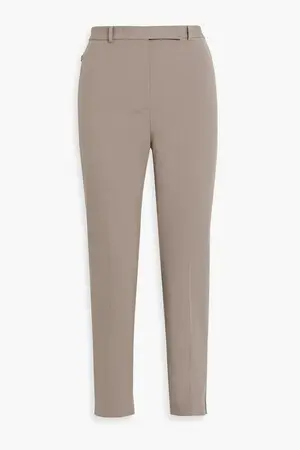 Theory Cropped Slim-leg Stretch Cotton-blend Twill Pants - Mushroom