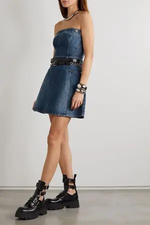 Alexander McQueen Strapless Denim Mini Dress