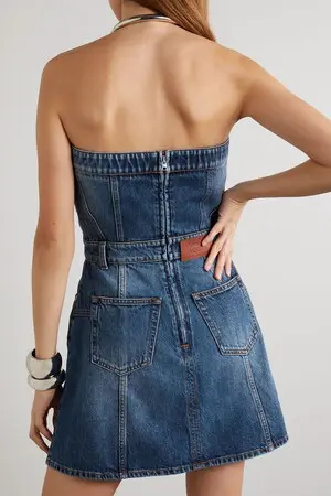Alexander McQueen Strapless Denim Mini Dress