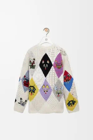 Loewe Sweater In Wool With Futurist Cat Embroidery
