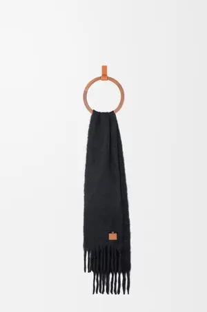 Loewe Scarf In Mohair And Wool Blend - Black