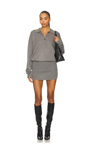 SEROYA Ribbed Knit Mini Dress - Medium Grey