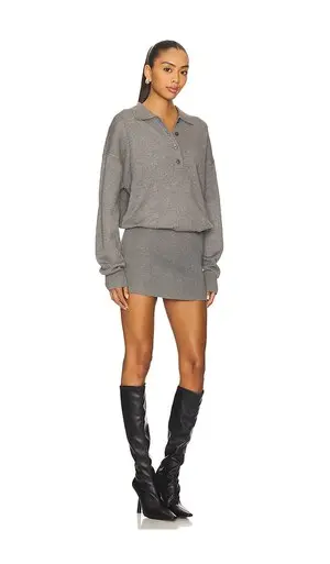 SEROYA Ribbed Knit Mini Dress - Medium Grey