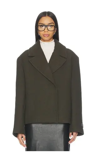 EAVES Osk Manteco Wool Cropped Pea Coat