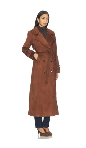 SNDYS. Sutton Faux Suede Trench Coat - Mocha