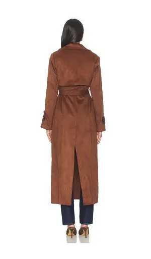 SNDYS. Sutton Faux Suede Trench Coat - Mocha