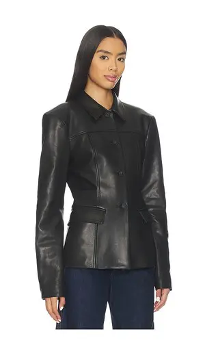 EAVES Leather Cinched Jacket - Black