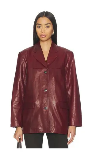 EAVES Aroa Leather Blazer Jacket - Beet Red