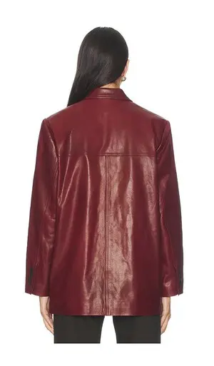 EAVES Aroa Leather Blazer Jacket - Beet Red