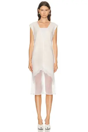 JIL SANDER V Neck Dress - Optic White