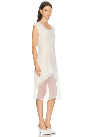 JIL SANDER V Neck Dress - Optic White