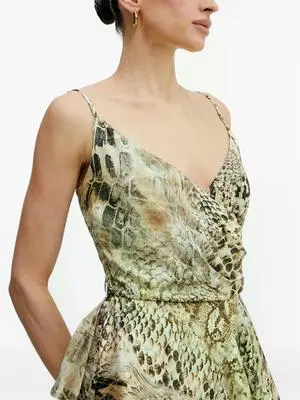 MARCIANO Snake-print Draped Top