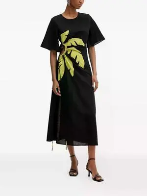 NEVER FULLY DRESSED Leaf Cut-out Midi Dress