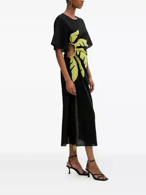 NEVER FULLY DRESSED Leaf Cut-out Midi Dress