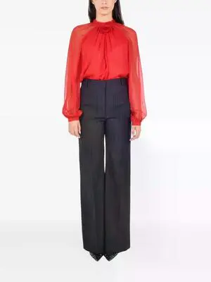 Alberta Ferretti Rose-detail High-neck Blouse