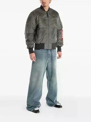 Alpha Industries Ma-1 Distressed Logo Detail Bomber Jacket - Grey