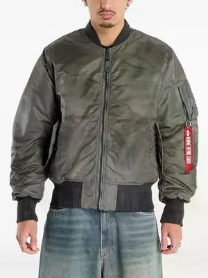 Alpha Industries Ma-1 Distressed Logo Detail Bomber Jacket - Grey