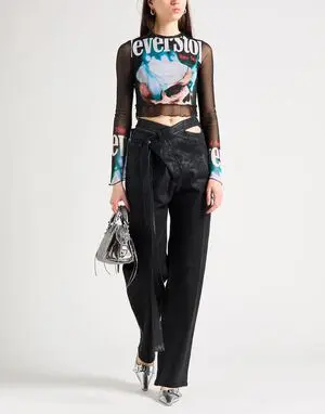 VISION OF SUPER Printed Tulle Crop Top