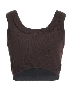 VICOLO Sleeveless Knit Crop Top Brown
