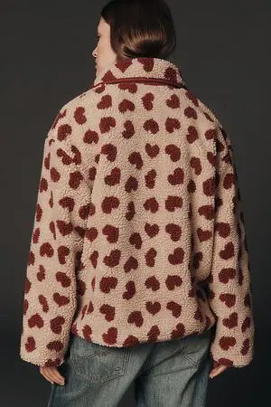 Maeve Heart-print Sherpa Fleece Jacket