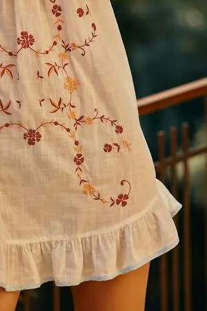 LYREBIRD Embroidered Ruffle Mini Nap Dress