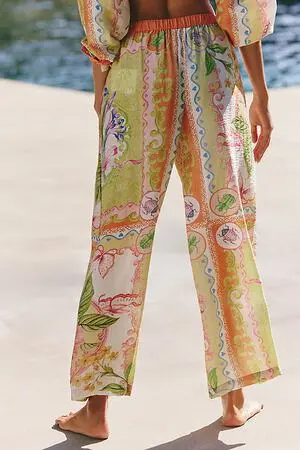 CELANDINE Printed Sheer Pants - Multi Floral