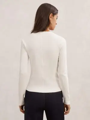 REISS Rina Stretch-cotton Top - White