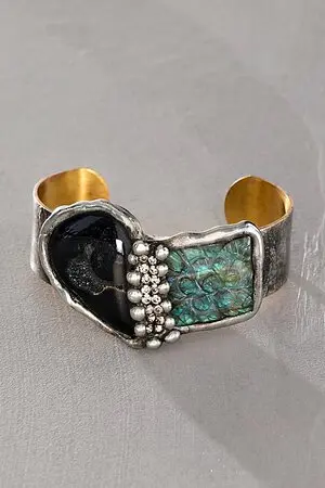 MIKAL WINN Fp X Carved Stone Cuff - Black Widow Druzy