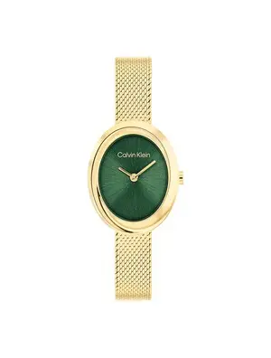 Calvin Klein Contoured Bezel Oval Dial Watch - Green